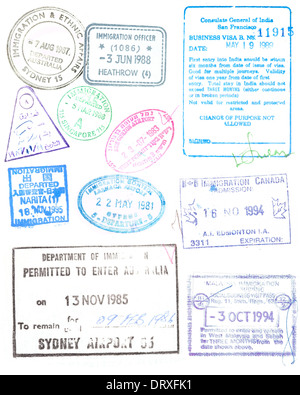 Entry and exit visa stamps for Egypt on a page of a passport Stock ...