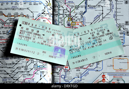 train ticket on the JR train network map Stock Photo - Alamy