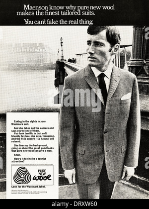 1960s magazine advertisement advertising men's suit in pure new wool by ...
