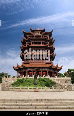 Yellow Crane Tower, a traditional Chinese tower, lights up when night ...