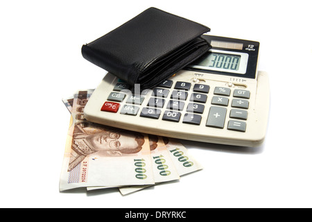 Wallet and bank notes on white background Stock Photo - Alamy