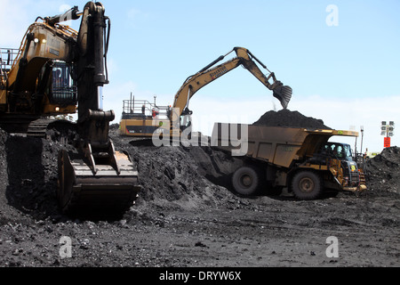 Heavy machinery working at the Stockton mine, New Zealand Stock Photo ...