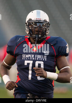 American team offensive lineman Carson Vinson (76), of Alabama A&M ...