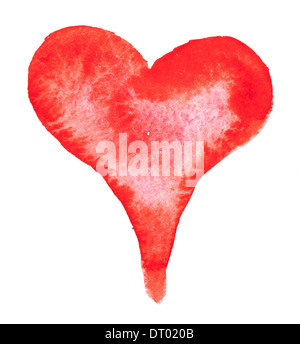 Watercolor painted red heart Stock Photo - Alamy