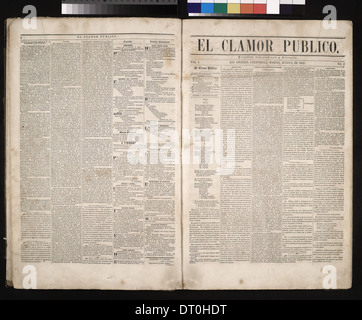 A photograph of *El Clamor Publico*, Volume I, Issue 19, dated October ...