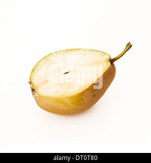 Worcester Black Pear ( Pyrus nigra ) on a White Background, UK Stock ...