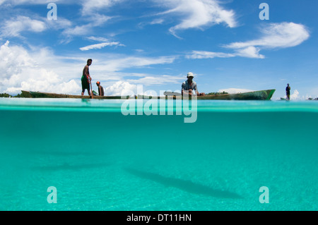 Seaweed farming split image, Halmahera, Maluku Islands, Indonesia Stock ...