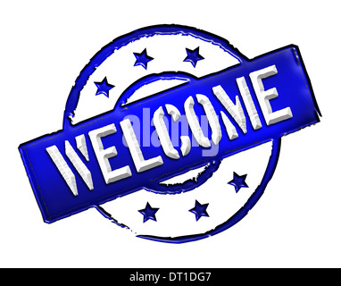 Welcome blue grunge stamp Stock Photo - Alamy