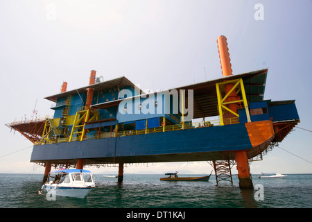 Seaventures recycled oil rig hotel, Mabul Island in the Celebes Sea ...