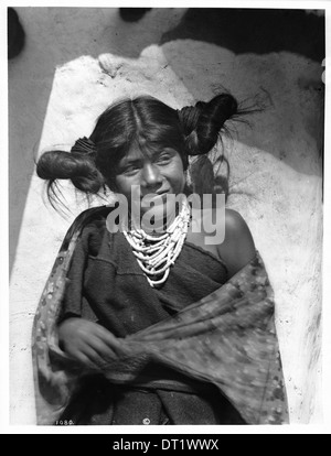 A young Native-American (Hopi) woman wearing traditional Hopi clothing ...