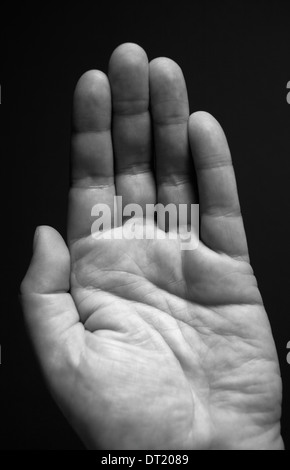 Man open palm of left hand Stock Photo - Alamy