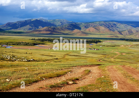 Valley of river Delgermoron in north Mongolia Stock Photo - Alamy