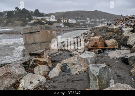 Cornwall, UK,Thursday 06th Feb 2014 The sea front street known as Stock ...