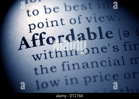 Fake Dictionary, definition of the word affordable Stock Photo - Alamy