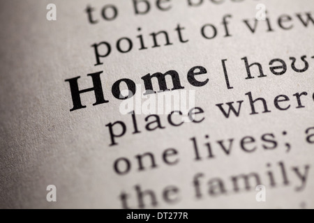 Fake Dictionary, definition of the word home Stock Photo - Alamy