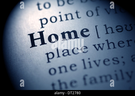 Fake Dictionary, definition of the word home Stock Photo - Alamy
