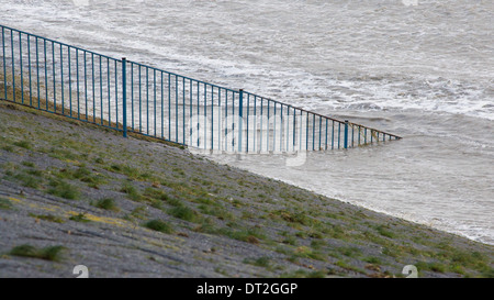 Extreme high tide at the dikes of the dutch coastal works Stock Photo ...