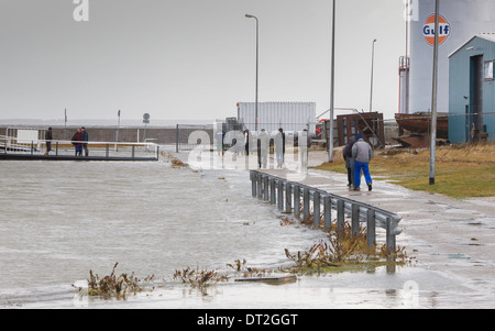 Extreme high tide at the dikes of the dutch coastal works Stock Photo ...
