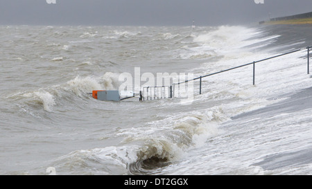 Extreme high tide at the dikes of the dutch coastal works Stock Photo ...