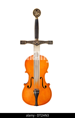 Combined image of a medieval sword and a classical violin Stock Photo ...