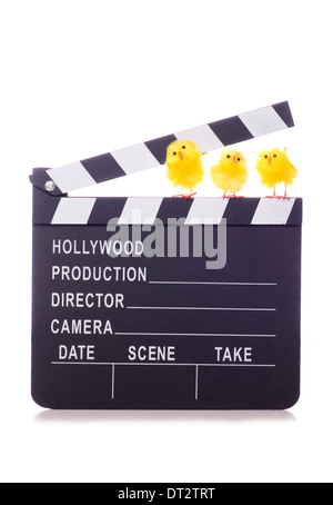 Easter film and movie background. Cinema clapper-board with Easter ...