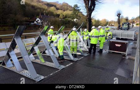 Ironbridge, Shropshire with erected flood defences Stock Photo - Alamy