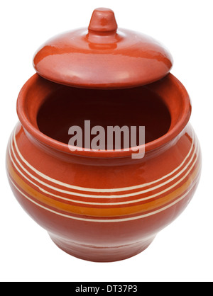 porcelain pot with half-open lid isolated on white background Stock ...