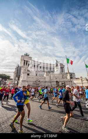 Athletes at the start of the Rome marathon in 2016. Rome, Italy - April ...
