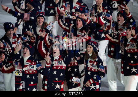 Team USA enters Fisht Olympic Stadium during the Closing Ceremony for ...
