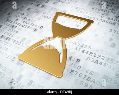 Timeline concept: Golden Hourglass on digital background Stock Photo ...