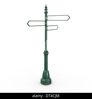 A classic street Sign Post with three Signs pointing to different ...