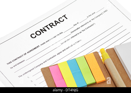 Business contract agreement with sticky note and pencil Stock Photo - Alamy