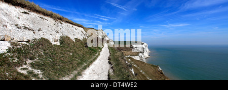 Coastal views of the White Cliffs of Dover on National Trust land with ...