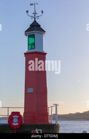 Watchet, Somerset, the harbour entrance and the lighthouse Stock Photo ...