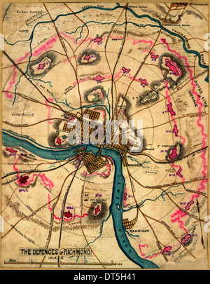 Map of Richmond, Virginia during USA Civil War, 1863 Stock Photo - Alamy