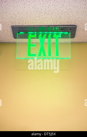 Emergency Exit sign ceiling hanging Stock Photo - Alamy