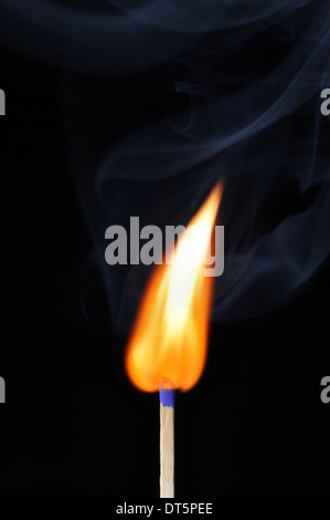 Burning Match Blue Smoke Black Background Studio Matches Brand Fire ...