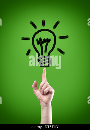 Light bulb on tip of finger Stock Photo - Alamy
