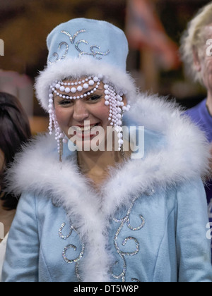 Russian actress dressed as the traditional Snow Queen at a Xmas event ...