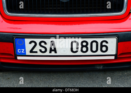 LICENSE PLATE OF CZECH REPUBLIC CAR CZ Stock Photo: 14049917 - Alamy