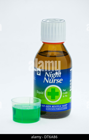 Night Nurse Cold and Flu Remedy on white background Stock Photo - Alamy