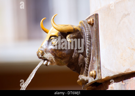Aragon Teruel El Torico fountain in Plaza Carlos Castel square at Spain ...