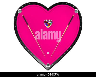 heart shaped billiard game Stock Photo - Alamy