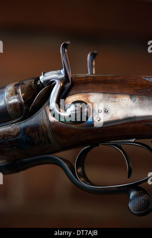The barrel of a Cogswell & Harrison rifle up close, with detail of the ...