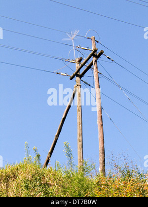 lightning conductor rural power lines child mother people cars Stock ...