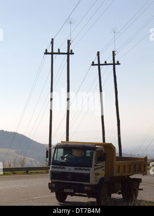 lightning conductor rural power lines child mother people cars Stock ...