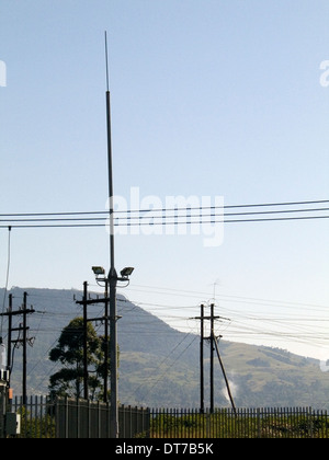 lightning conductor rural power lines child mother people cars Stock ...