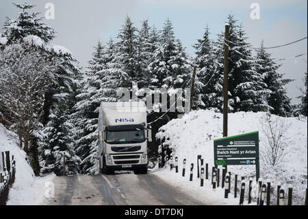 A44 road at Ponterwyd, Ceredigion, Mid Wales UK. 11 Feb 2014 Heavy ...