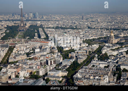 Aerial view from airplane of Paris with Eiffel Tower Stock Photo ...