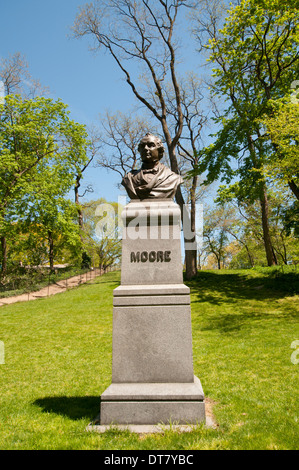 Bronze bust of the poet Thomas Moore in Central Park in New York City ...